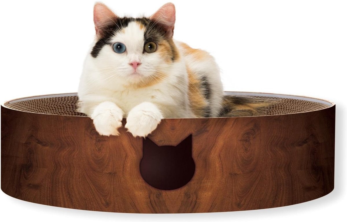 NECOICHI Cozy Cat Scratcher Bowl Toy, Dark Cherry, X-Large - Chewy.com