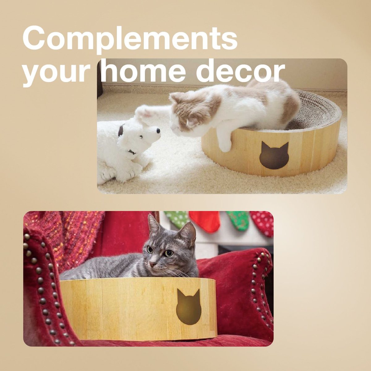 NECOICHI Cozy Cat Scratcher Bowl Toy, Oak, X-Large - Chewy.com