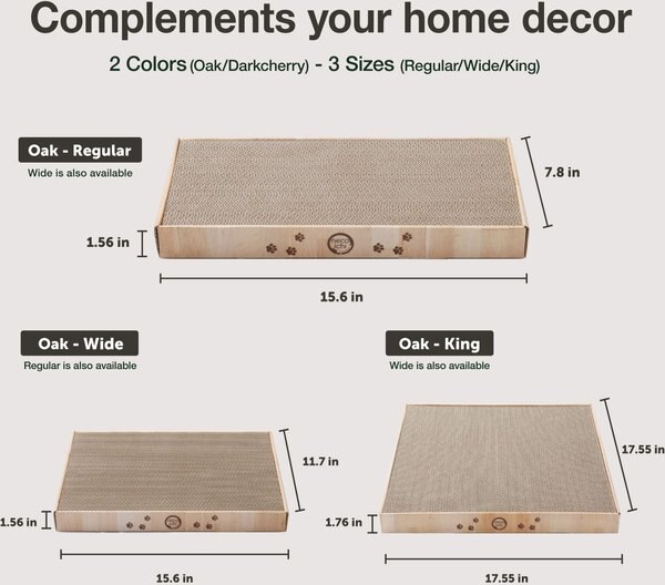 NECOICHI Premium High-Density Cat Scratcher, Oak, Wide - Chewy.com