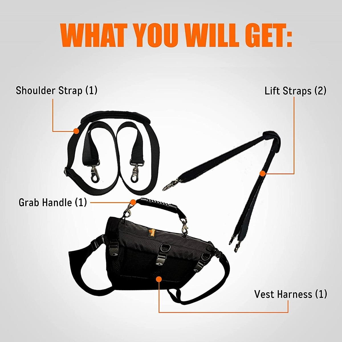NEOALLY Full Body Lift Support Sling & Mobility Aid Dog Harness, Black ...