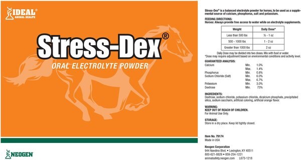 NEOGEN Stress-Dex Oral Electrolyte Powder Horse Supplement, 20-lb pail ...