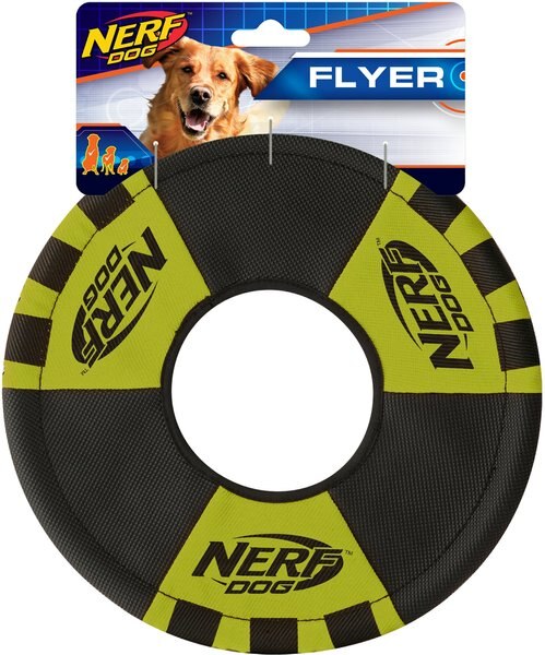 NERF DOG Flyer Trackshot Toss Tug Ring Dog Toy, 9-in - Chewy.com