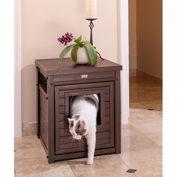 FRISCO Mid-Century Modern Side Table Cat Litter Box Cover, Almond ...