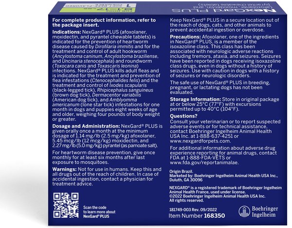 NEXGARD PLUS Chewables for Dogs, 8.1-17 lbs. (Green Box) - Easy Refills ...