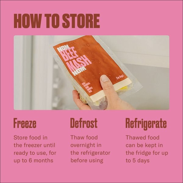 NOM NOM Freshly-Made Frozen Grain-Free Beef Mash Dog Food, 14-oz pouch ...