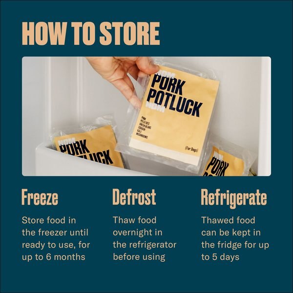 NOM NOM Freshly-Made Frozen Grain-Free Pork Potluck Dog Food, 14-oz ...