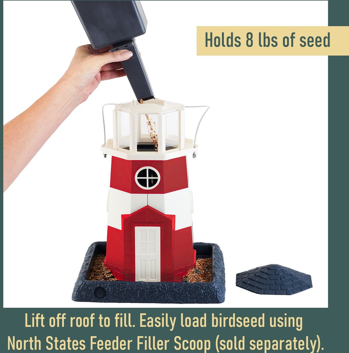 NORTH STATES Village Collection Lighthouse Bird Feeder, Red - Chewy.com