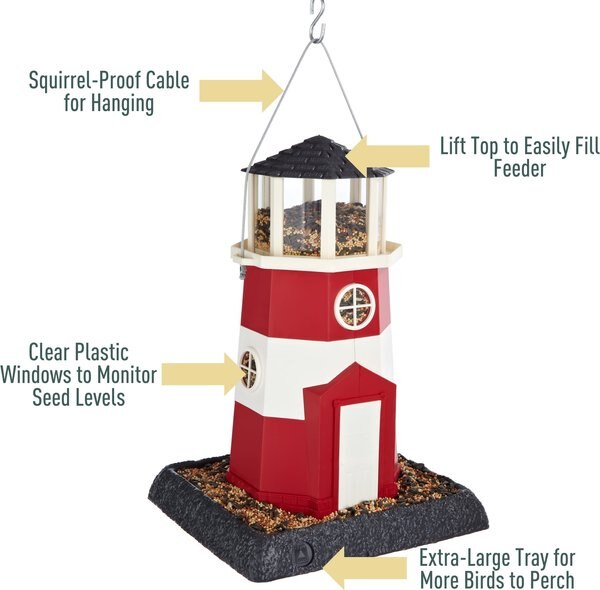 NORTH STATES Village Collection Lighthouse Bird Feeder, Red - Chewy.com