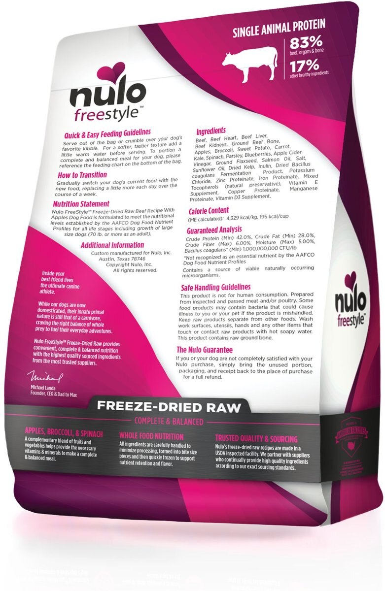 NULO Freestyle Beef Recipe with Apples Grain-Free Freeze-Dried Raw Dog ...