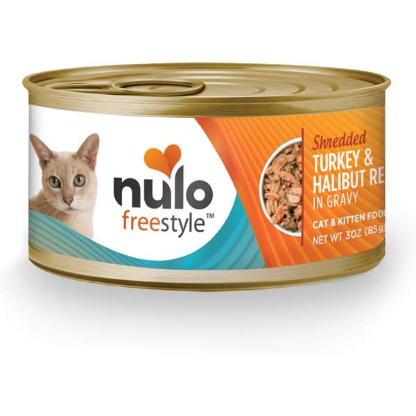 NULO Freestyle Shredded Turkey & Halibut in Gravy Grain-Free Canned Cat ...