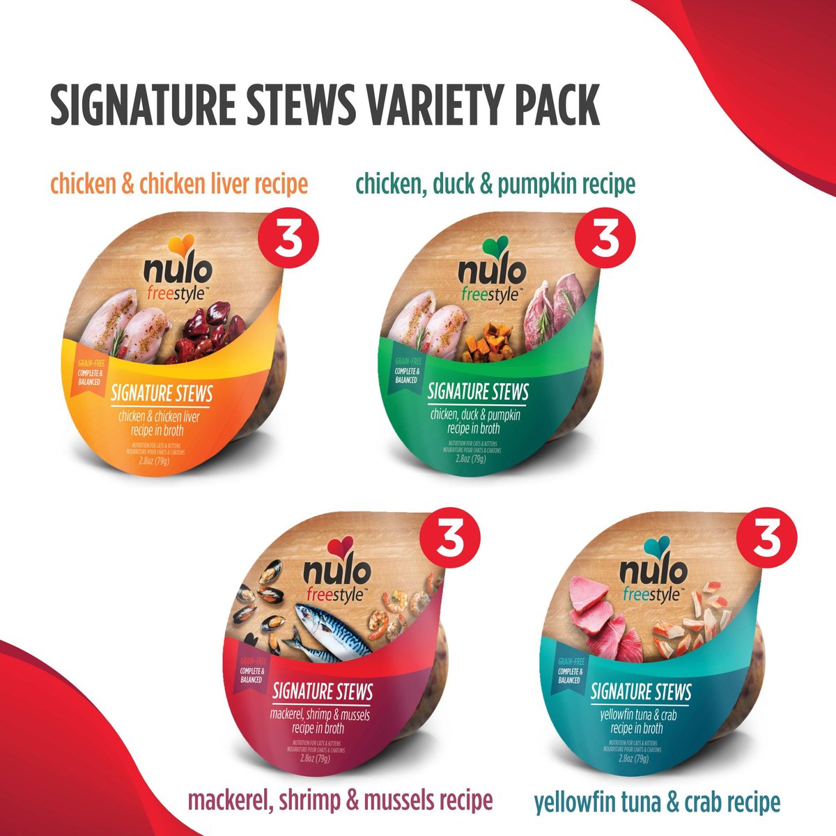NULO FreeStyle Signature Stews Cat & Kitten Grain-Free Variety Pack Cat ...