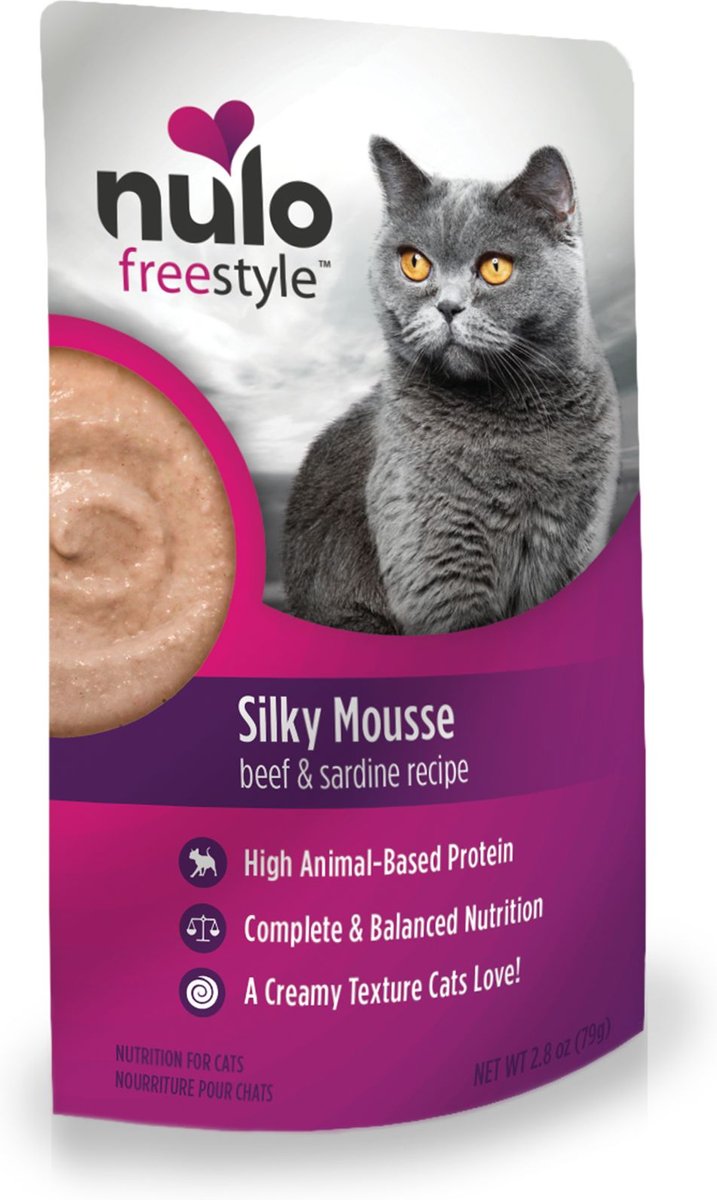 NULO Freestyle Silky Mousse Beef & Sardine Recipe Grain-Free Wet Cat ...
