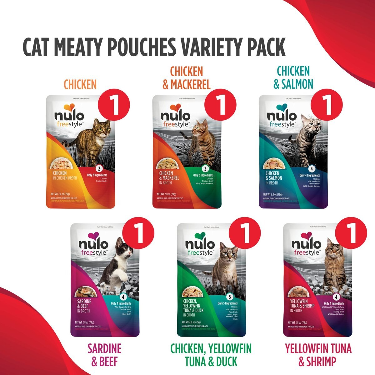 NULO FreeStyle Variety Pack Cat Food Topper, 2.8-oz, case of 6 - Chewy.com