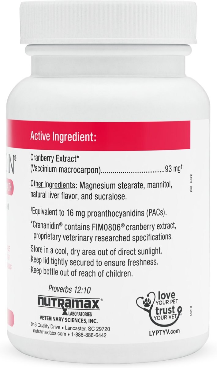 NUTRAMAX Crananidin Chewable Tablets Urinary Supplement for Dogs, 150 ...