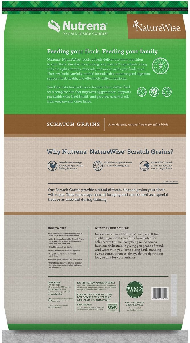 NUTRENA NatureWise Chicken 7.5% Protein Scratch Grains, 40-lb bag - Chewy.com