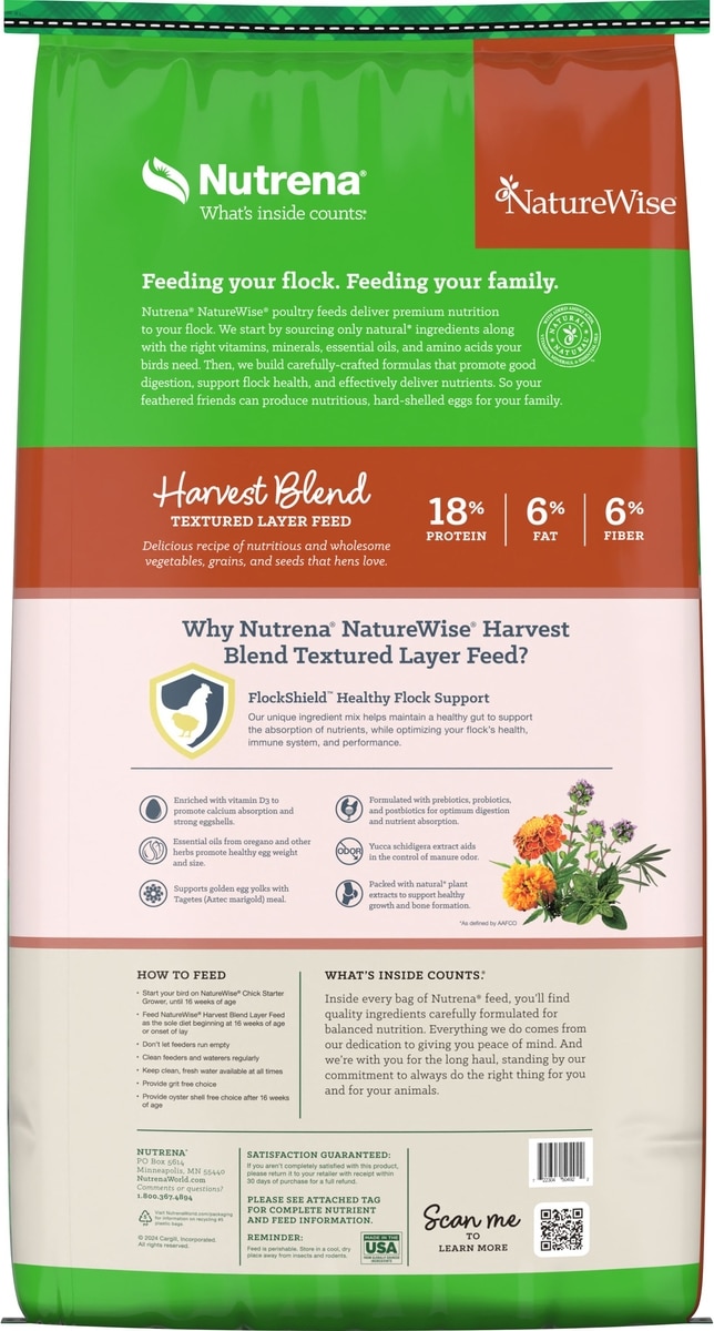 NUTRENA NatureWise Harvest Blend 18% Protein Layer Chicken Feed, 40-lb ...