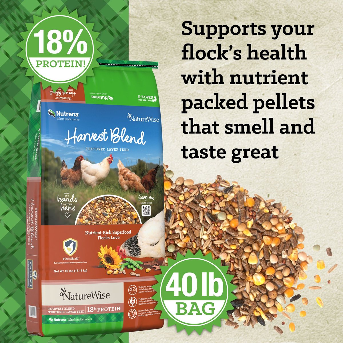 NUTRENA NatureWise Harvest Blend 18% Protein Layer Chicken Feed, 40-lb ...