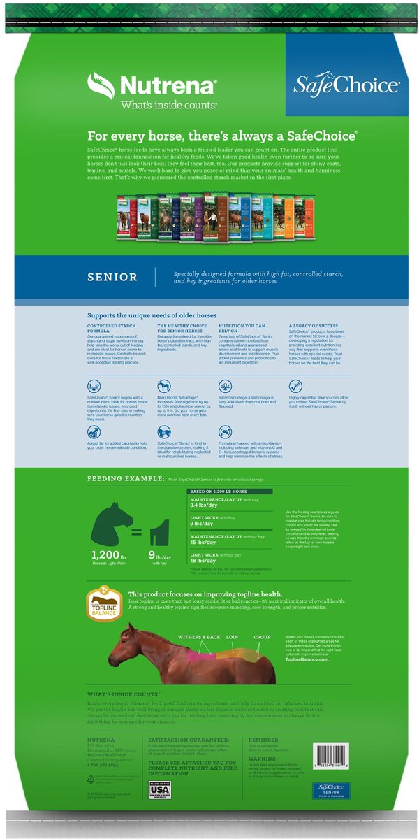 NUTRENA SafeChoice Senior Horse Feed, 50-lb bag - Chewy.com