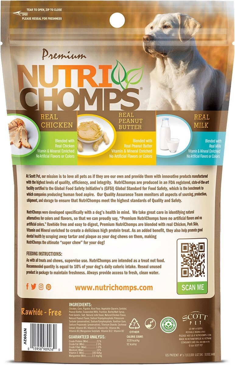 NUTRI CHOMPS Mini Twists Chicken, Peanut Butter & Milk Flavor Variety ...