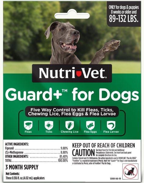 NUTRI-VET Guard Plus Flea & Tick Treatment for Large Dogs, 89-132 lbs ...