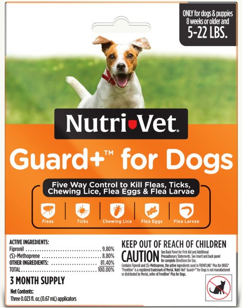 NUTRI-VET Guard Plus Flea & Tick Treatment for X-Small Dogs, 5-22 lbs ...