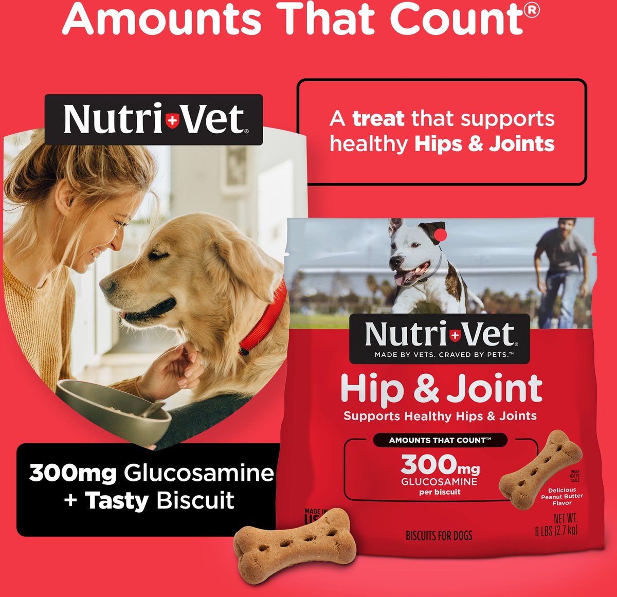 NUTRI-VET Hip & Joint Extra Strength Biscuits for Large Dogs Peanut ...