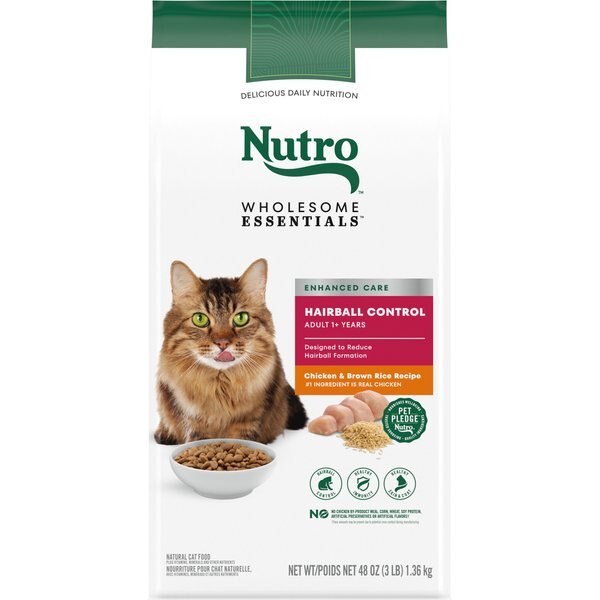 NUTRO Wholesome Essentials Chicken & Brown Rice Recipe Indoor Dry Cat Food, 3-lb bag - Chewy.com