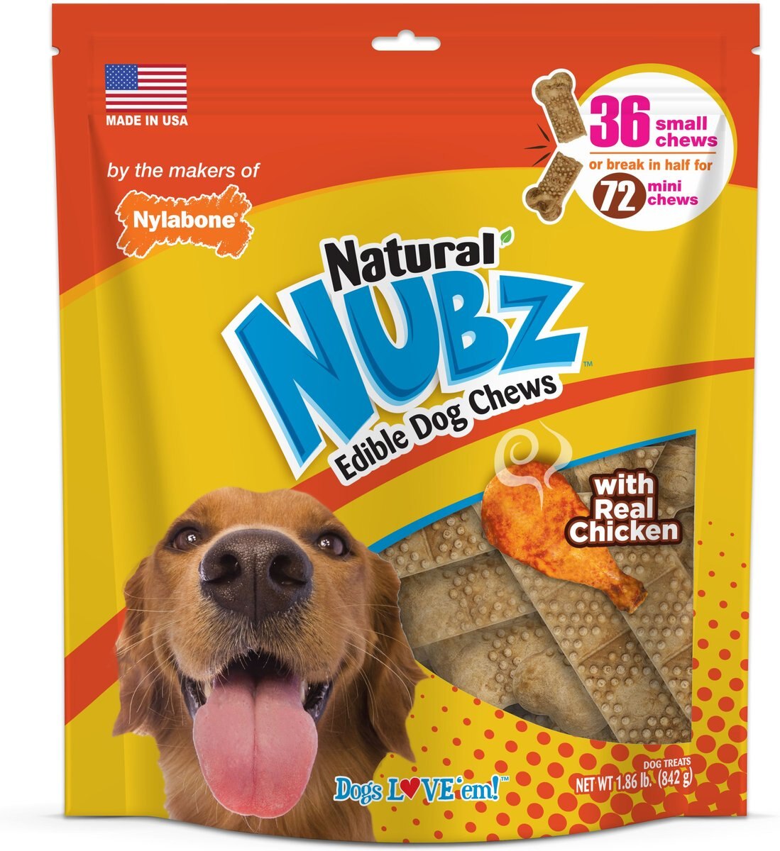 NYLABONE Natural Nubz Chicken Dog Treat, 36 count - Chewy.com