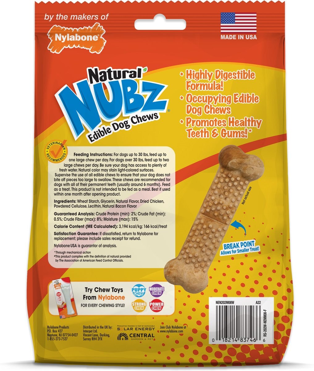 NYLABONE Natural Nubz Chicken Dog Treat, 8 count - Chewy.com