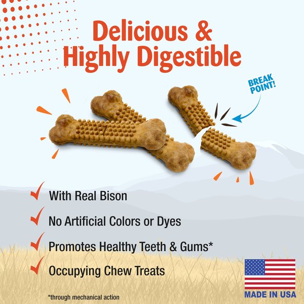 NYLABONE Nubz WILD Natural Long Lasting Edible Bison Flavor Small Dog ...