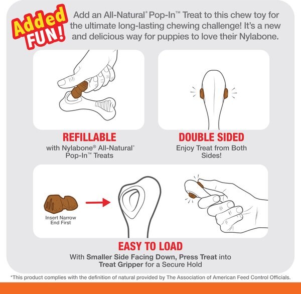 NYLABONE Power Chew Knuckle Bone & Pop-In Treat Dog Toy Combo Knuckle ...