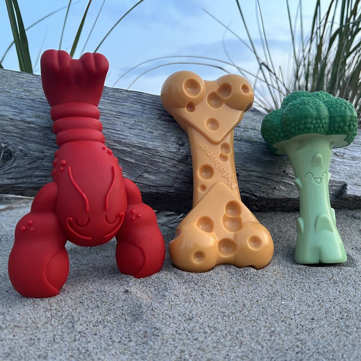 NYLABONE Power Chew Lobster, Cheese, & Broccoli Dog Chew Toy Bundle ...