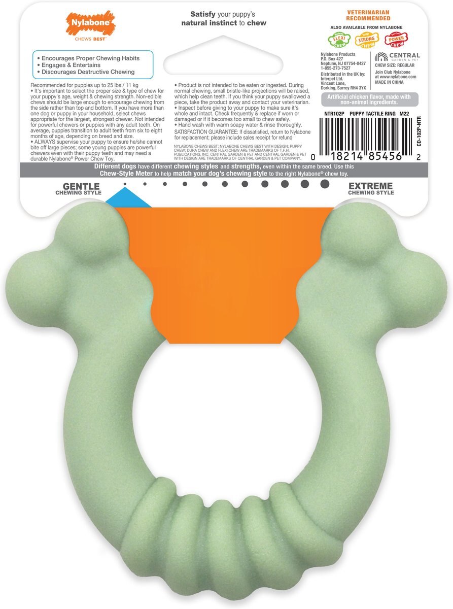 NYLABONE Teething Ring Puppy Chew Toy, Green - Chewy.com