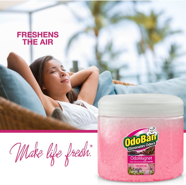 ODOBAN OdoMagnet Odor Eliminator Tropical Gel Crystals Deodorizer, 14 ...