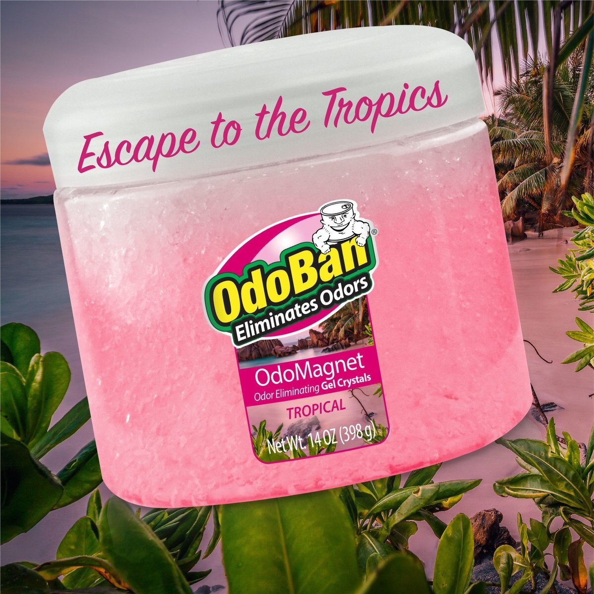 ODOBAN OdoMagnet Odor Eliminator Tropical Gel Crystals Deodorizer, 14 ...