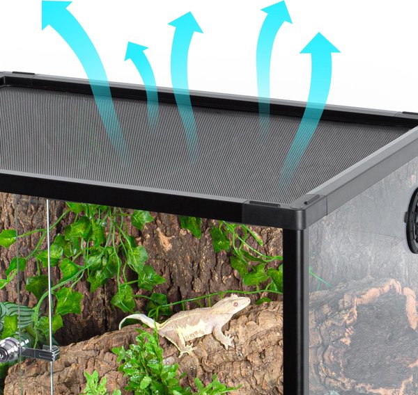 OIIBO Tempered Glass Reptile Terrarium, Black, 64-gallon - Chewy.com