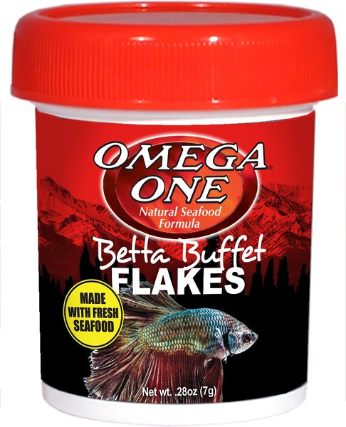 OMEGA ONE Betta Buffet Flakes Fish Food, .28-oz jar - Chewy.com