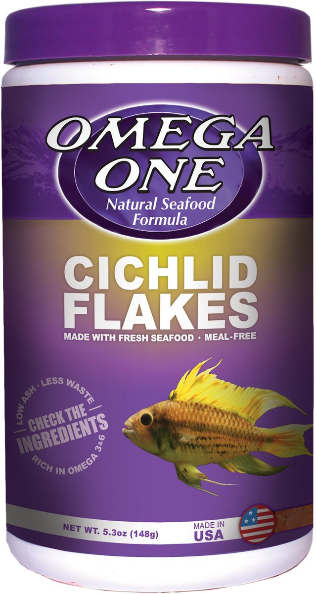OMEGA ONE Cichlid Flakes Fish Food, 5.3-oz jar - Chewy.com