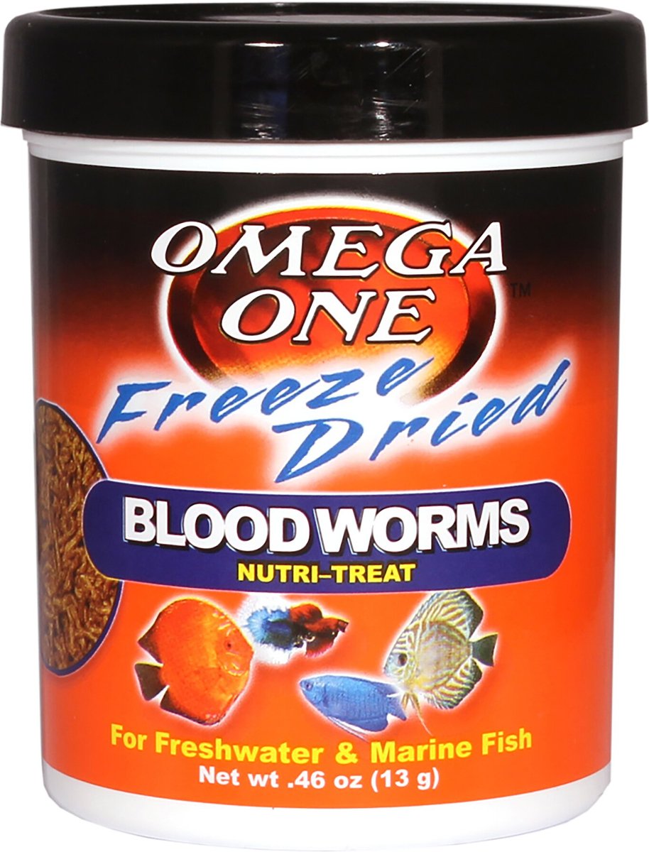 OMEGA ONE Freeze-Dried Blood Worms Freshwater & Marine Fish Treat, .46 ...
