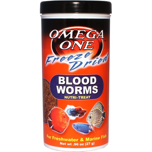 OMEGA ONE Freeze-Dried Blood Worms Freshwater & Marine Fish Treat, .96 ...