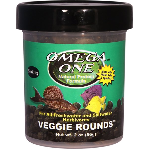 OMEGA ONE Sinking Veggie Rounds Freshwater & Saltwater Fish Food, 2-oz ...