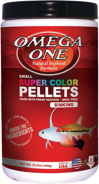 OMEGA ONE Super Color Sinking Pellets Tropical Fish Food, 16.25-oz jar ...