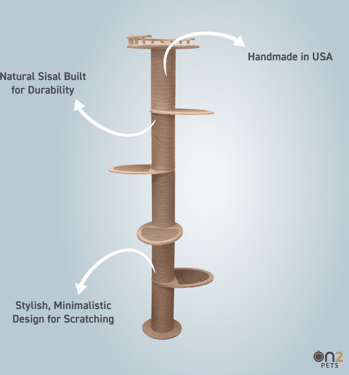 Discontinued - ON2PETS 5-Level Wall-Mounted Activity 72-in Sisal Cat ...