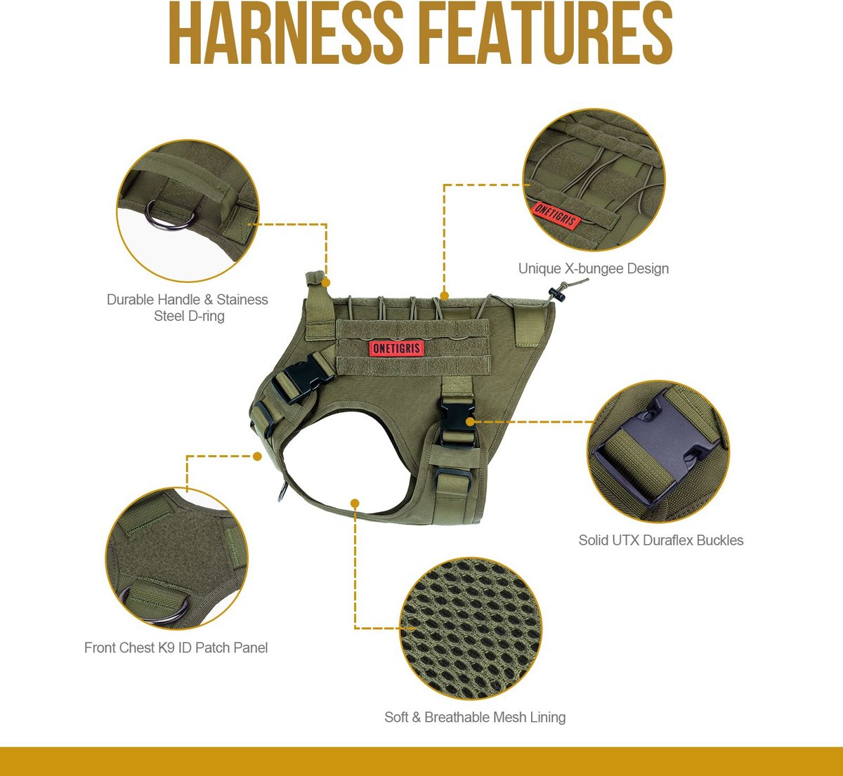 ONETIGRIS FIRE WATCHER 2.0 No Pull Dog Harness, Ranger Green, X-Large: 31 to 40-in chest - Chewy.com