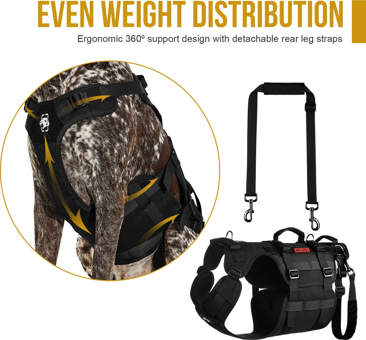 ONETIGRIS Full Body Dog Lift Support Harness, Black, X-Large - Chewy.com