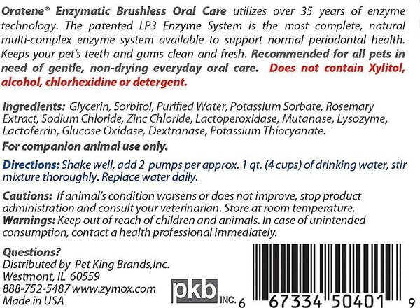 Oratene Brushless Oral Care Water Additive for Dogs & Cats | Chewy ...