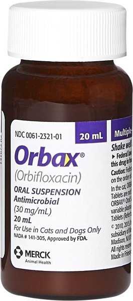 ORBAX (orbifloxacin) Oral Suspension for Dogs & Cats, 30 mg/mL, 20-mL ...