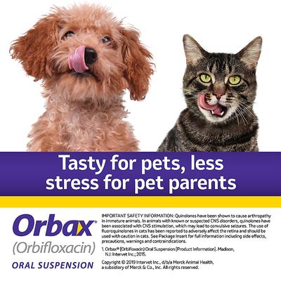 ORBAX (orbifloxacin) Oral Suspension for Dogs & Cats, 30 mg/mL, 20-mL ...