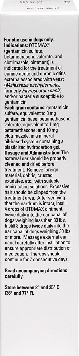 OTOMAX (Gentamicin / Betamethasone / Clotrimazole) Otic Ointment for ...