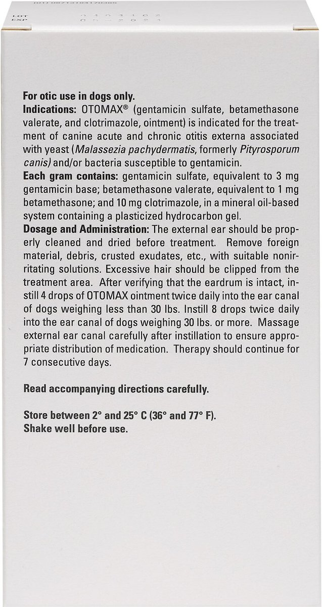 OTOMAX (Gentamicin / Betamethasone / Clotrimazole) Otic Ointment for ...
